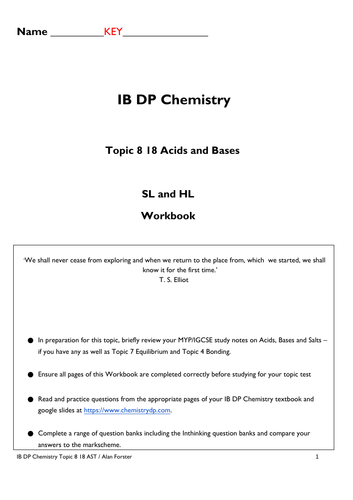 8 Acids and Bases Booklet and Keywords - IBDP Chemistry | Teaching ...