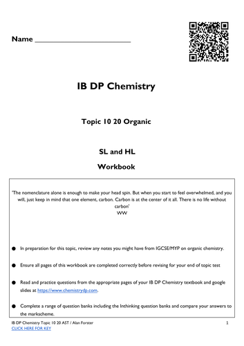 10 Organic Chemistry Booklet and Keywords - IBDP Chemistry | Teaching ...