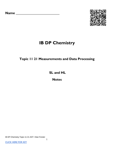 11 Measurement Booklet and Keywords - IBDP Chemistry | Teaching Resources