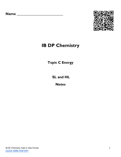 C Energy Option Booklet and Keywords - IBDP Chemistry | Teaching Resources