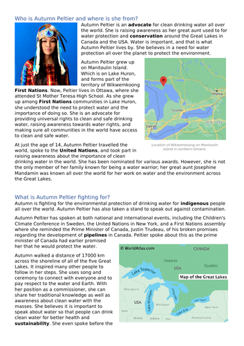 KS3 Young environmentalists-Reading task with key word task, written ...