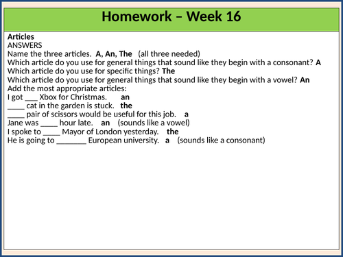 A years worth of English Homework - Year 7 | Teaching Resources