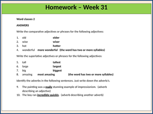 A years worth of English Homework - Year 8 | Teaching Resources