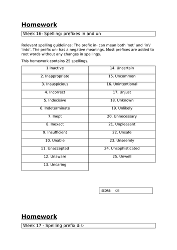 A years worth of English Homework - Year 8 | Teaching Resources