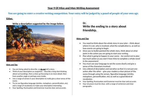 Of Mice and Men Assessment | Teaching Resources