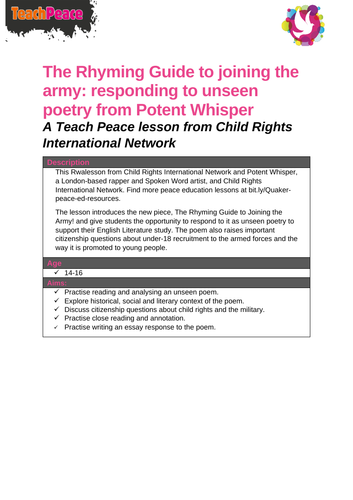 Responding to unseen poetry from Potent Whisper | Teaching Resources