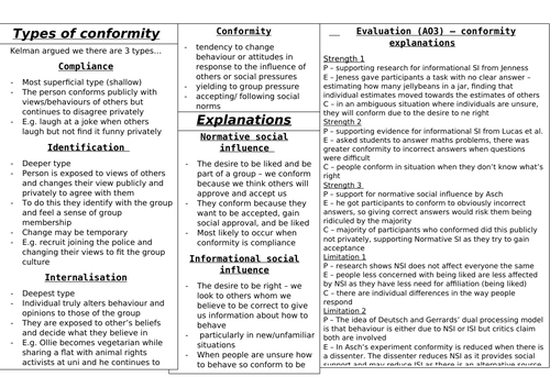 social influence - AQA A level psychology revision posters | Teaching ...