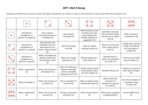 Basic Science Revision Game - good for year 7 | Teaching Resources