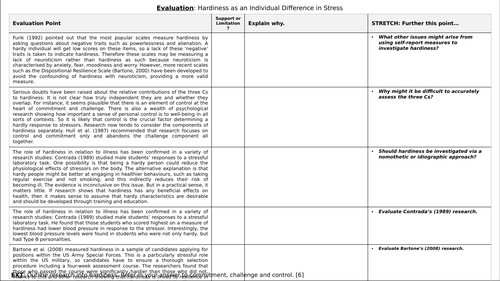 A-Level Psychology - HARDINESS AS AN INDIVIDUAL DIFFERENCE IN STRESS ...