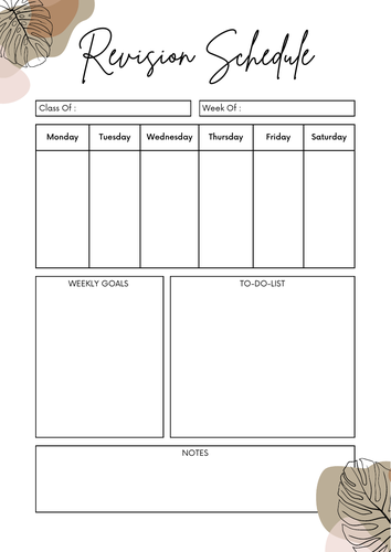Revision Planner and Schedule | Teaching Resources