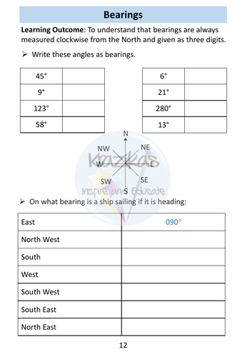Level 1 Functional Skills Maths - Angles and Bearings - Workbook ...