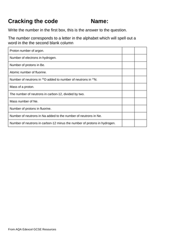 Atomic Structure And Electron Config Collection For Gcse Igcse