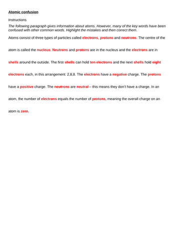 Atomic Structure And Electron Config Collection For Gcse Igcse