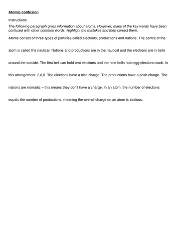 Atomic Structure And Electron Config Collection For Gcse Igcse