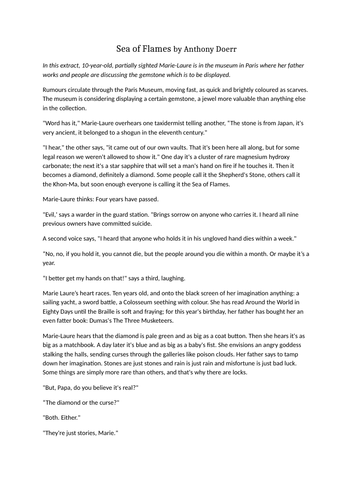 Eduqas English Language component 1: sea of flames | Teaching Resources