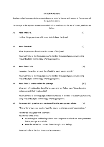 Eduqas English Language component 1: sea of flames | Teaching Resources