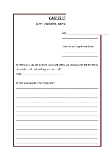 Holes Zero Mr Pendanski | Teaching Resources