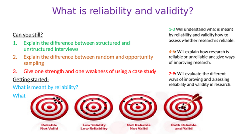 A2 - What is reliability? Research Methods - Psychology | Teaching ...