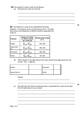 Organic chemistry complete unit AQA | Teaching Resources