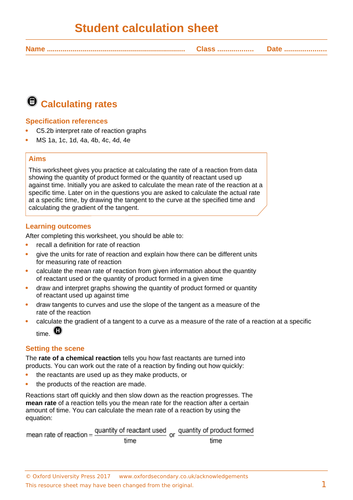 The rate and extent of chemical change complete unit AQA | Teaching ...