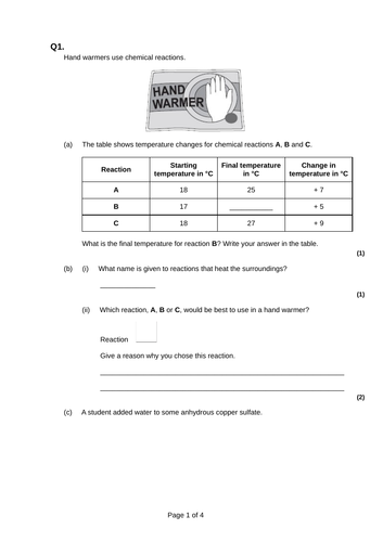 The rate and extent of chemical change complete unit AQA | Teaching ...