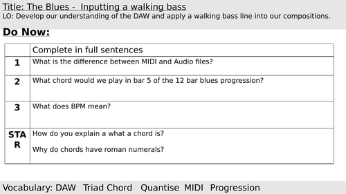 Year 8 - The Blues - Inputting Walking Bass into a DAW - Lesson 5 (DAW ...