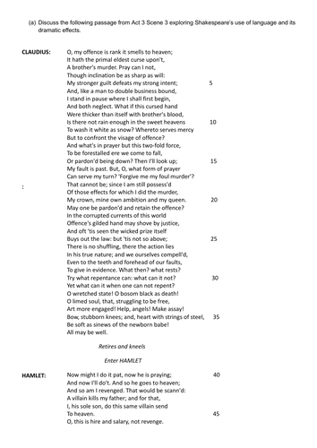 **NEW EXTRACTS** OCR A-Level English Literature Hamlet Section A ...