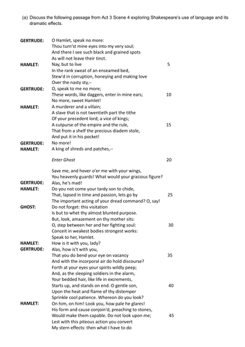 **NEW EXTRACTS** OCR A-Level English Literature Hamlet Section A ...