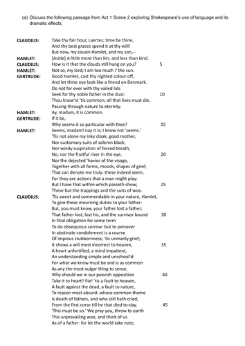 **NEW EXTRACTS** OCR A-Level English Literature Hamlet Section A ...