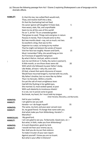 **NEW EXTRACTS** OCR A-Level English Literature Hamlet Section A ...