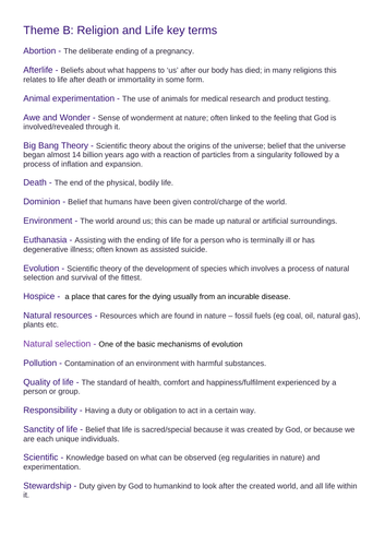 AQA RS A THEME B RELIGION AND LIFE FULL UNIT | Teaching Resources