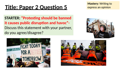 Paper 2 Question 5 Writing A Speech | Teaching Resources