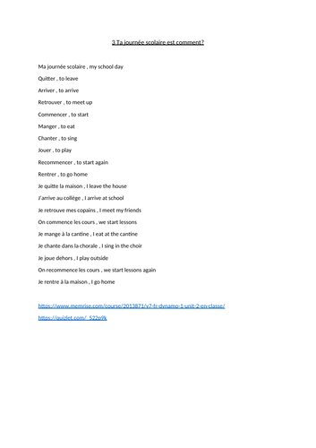 Dynamo 1 module 2 vocabulary lists with uploaded vocabulary list to ...