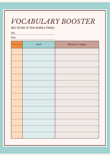 Vocabulary booster starter activity worksheet | Teaching Resources