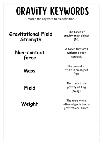 FORCES: KS3 physics/GCSE Prior Knowledge Keyword Activity Pack ...