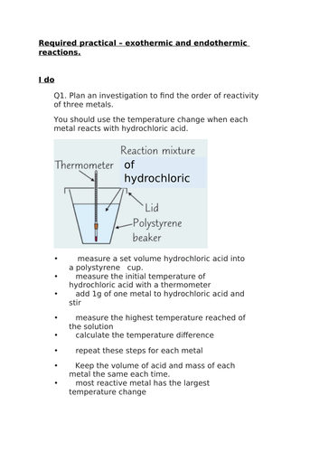 AQA required prac - temperature changes | Teaching Resources