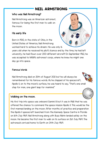 Unlock The Universe With The Neil Armstrong Comprehension Activity ...