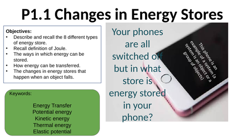 P1.1 Changes in energy stores | Teaching Resources