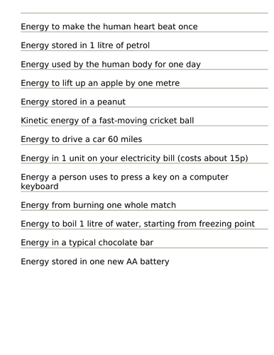 P1.1 Changes in energy stores | Teaching Resources