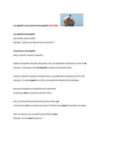 les pronoms interrogatifs, interrogative pronouns in French (quel ...