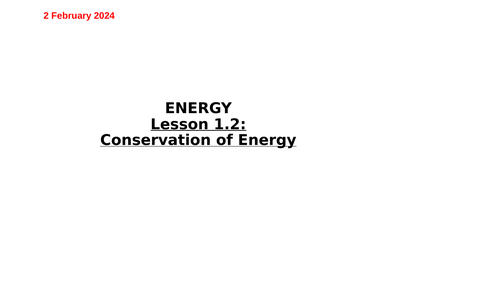 P1.2 Conservation of Energy | Teaching Resources