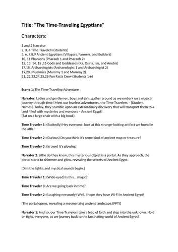 Year 4 Play script - The Time-traveling Egyptians | Teaching Resources