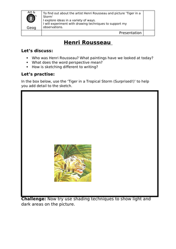 Art and Design Unit - Rainforest - Sketching based on Henri Rousseau ...