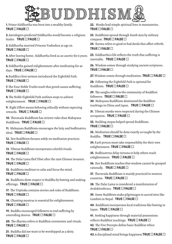 Buddhism Reading Comprehension | Teaching Resources