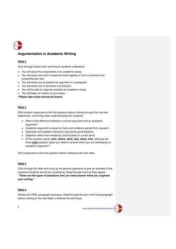 Developing Strong Arguments in Academic Writing | Teaching Resources