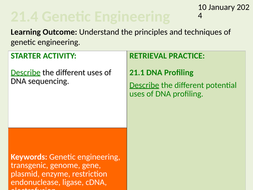 OCR Biology A- 21.4 Genetic Engineering | Teaching Resources