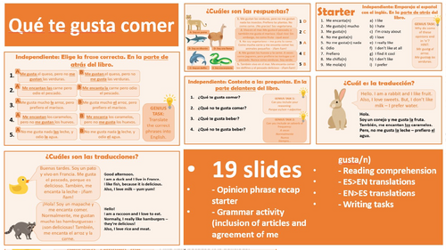 Viva 2, Module 3.1 - Qué te gusta comer | Teaching Resources