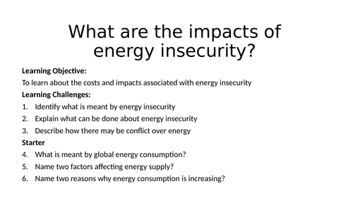 Resource Management - Energy | Teaching Resources