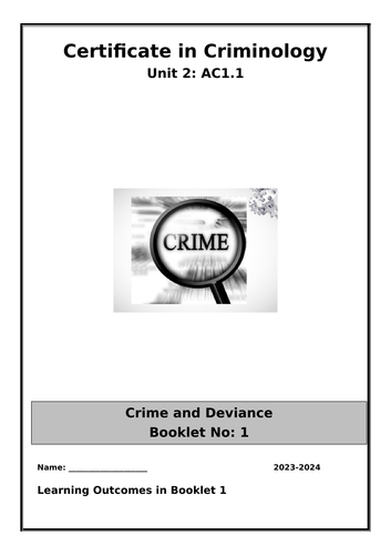 WJEC - Applied Certificate in Criminology - Work Booklet 1 - Crime and ...