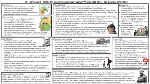 AQA History A Level2O Knowledge Organisers Part 1 Establishment & Early ...